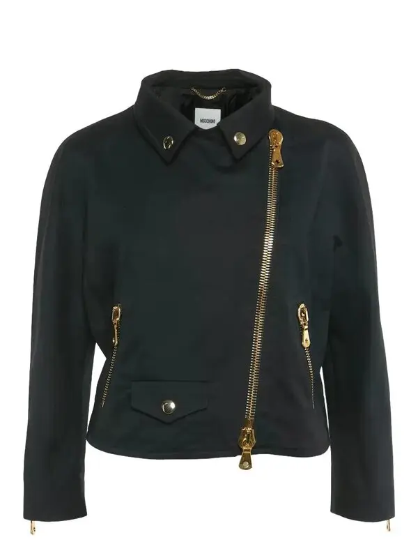 Moschino Biker Zipped Jacket - Black