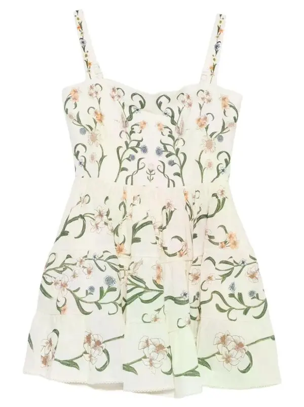 Agua Bendita Lima Floral-print Mini Dress - Neutrals