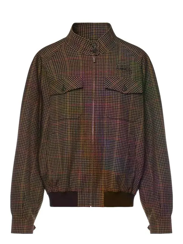 Miu Miu Checked Zip-front Jacket - Brown