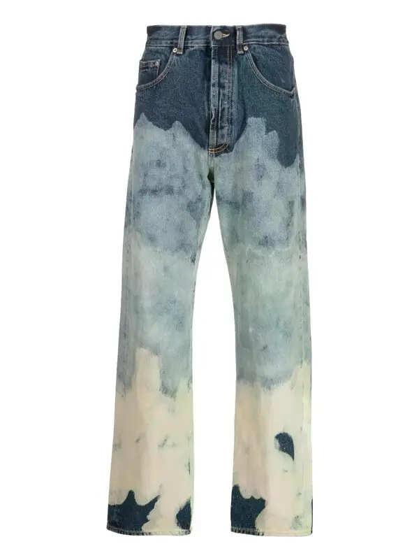 Palm Angels Tie-dye Straight Leg Jeans - Blue