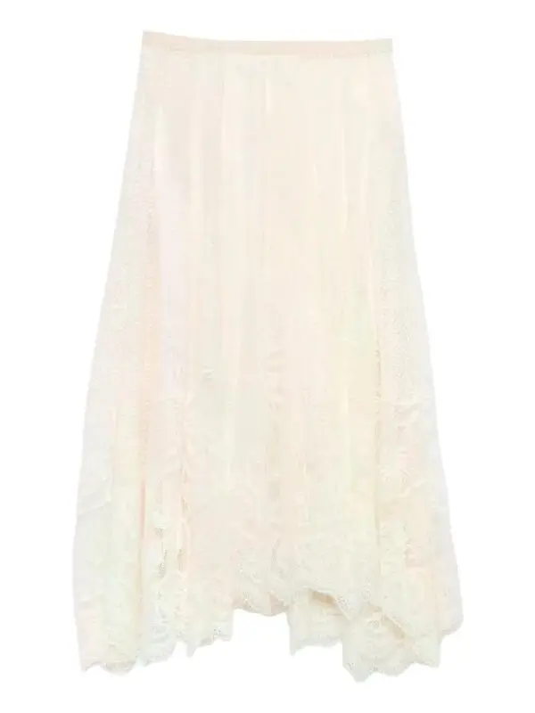 Fabiana Filippi Floral Embroidered Lace Skirt - Neutrals