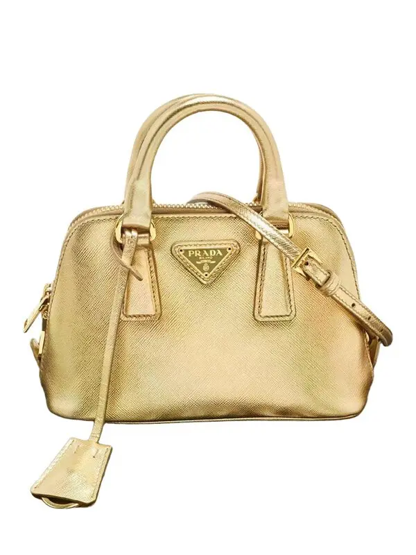 Prada Mini Promenade Leather Satchel Bag - Gold