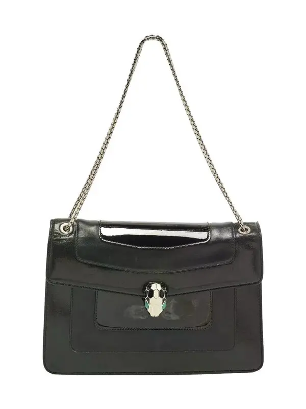 BVLGARI Serpenti Forever Leather Shoulder Bag - Black