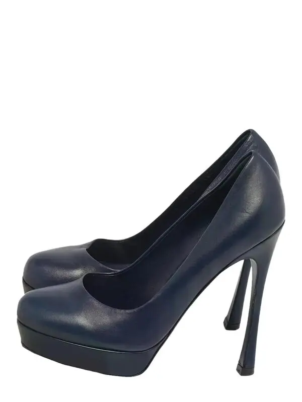 Saint Laurent Leather Heeled Pumps - Blue