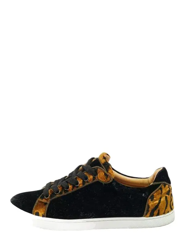 CHRISTIAN LOUBOUTIN Velvet Leopard Print Sneakers - Black