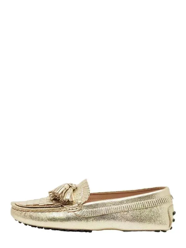 TOD'S Metallic-effect Tassel Loafers - Gold