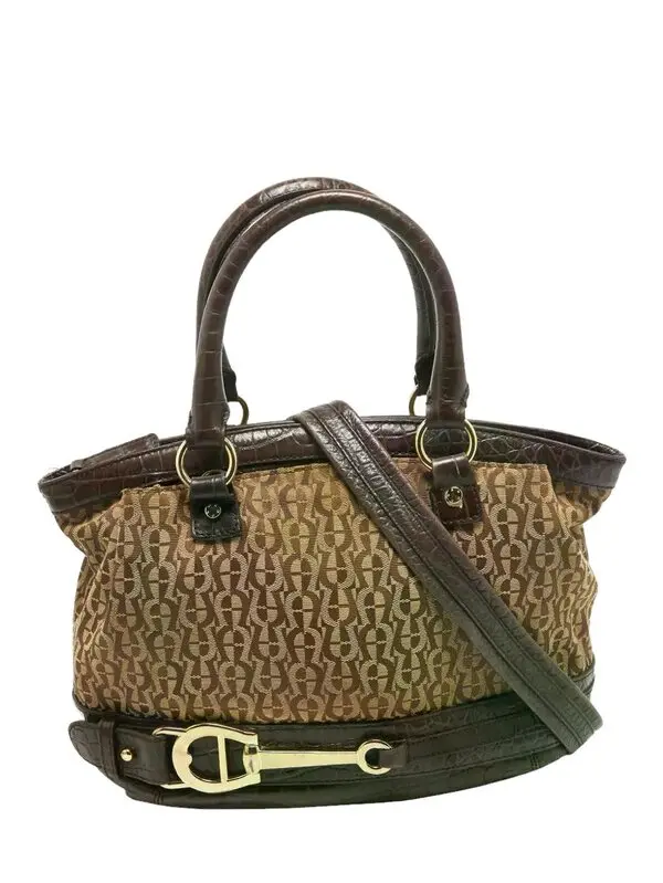 AIGNER Patterned Satchel Tote Bag - Brown