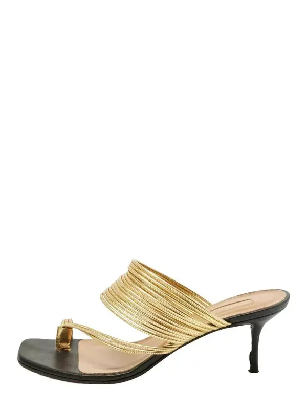 AQUAZZURA Coiled Leather Stiletto Sandals - Gold