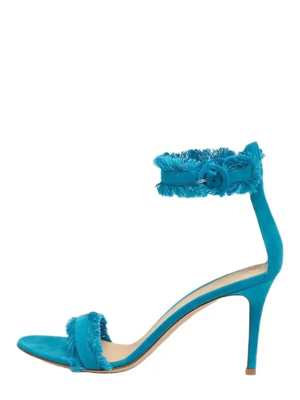 GIANVITO ROSSI 90mm Fringe Ankle-strap Sandals - Blue