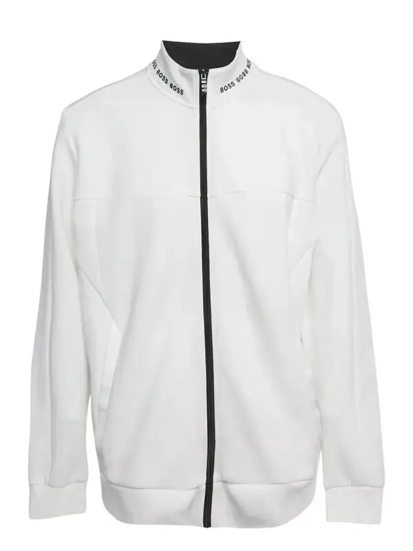 BOSS Jersey Zip Jacket - White