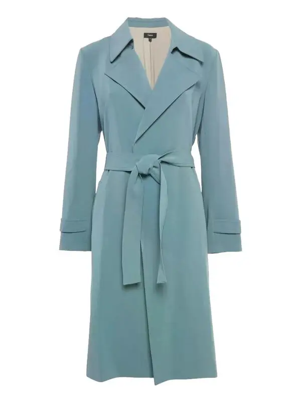 Theory Crepe Belted Coat - Blue