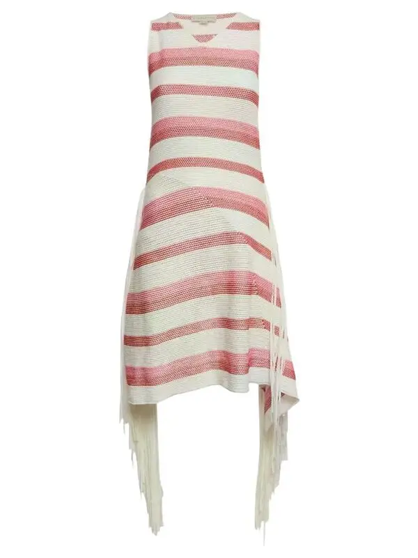 Stella McCartney Striped Fringe-detail Dress - White