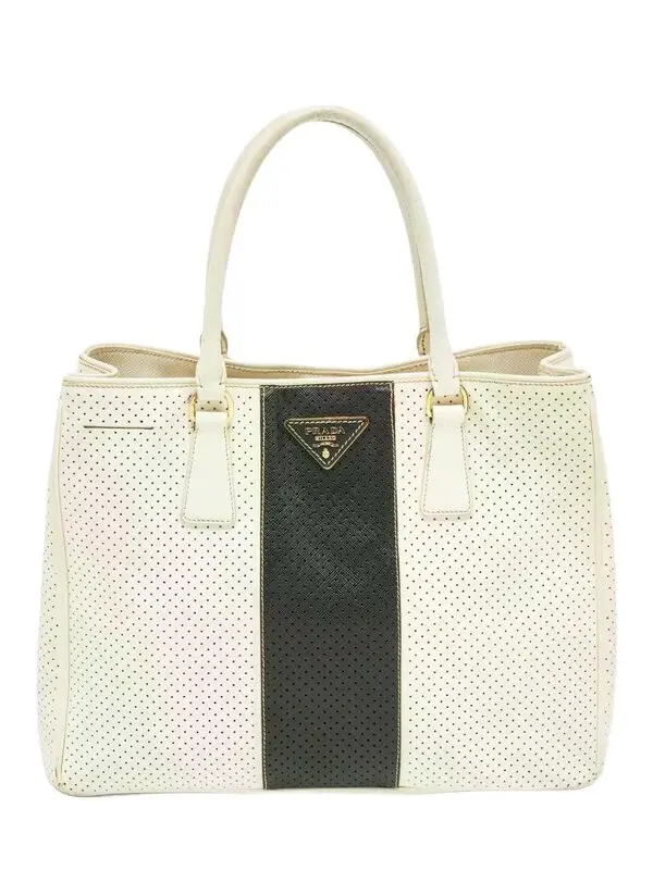 Prada Gardener's Perforated Leather Tote Bag - White