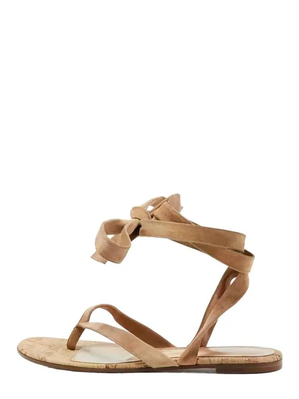 GIANVITO ROSSI Suede Tie-fastening Sandals - Neutrals