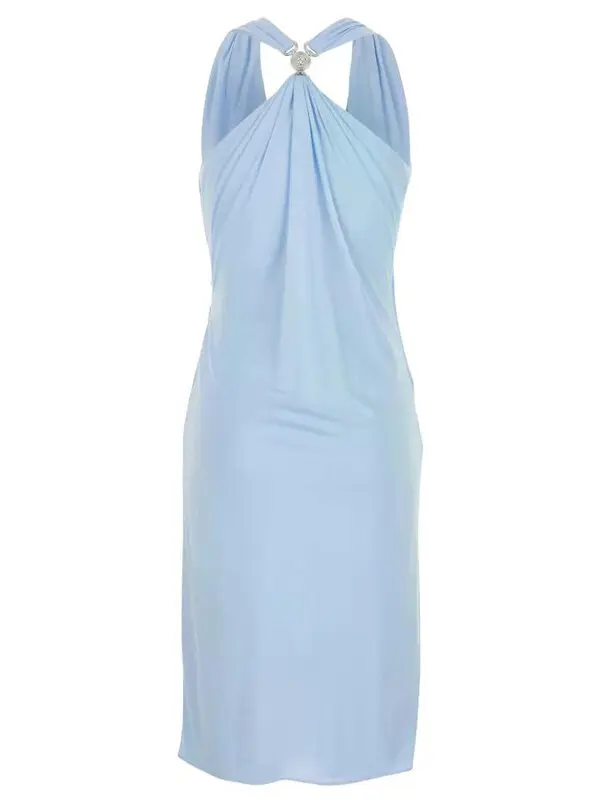 Versace Sleeveless V-neck Midi Dress - Blue