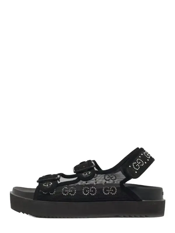 Gucci Crystal Platform Sandals - Black