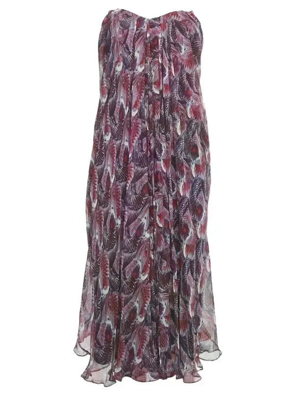 Alexander McQueen Strapless Printed Midi Dress - Purple