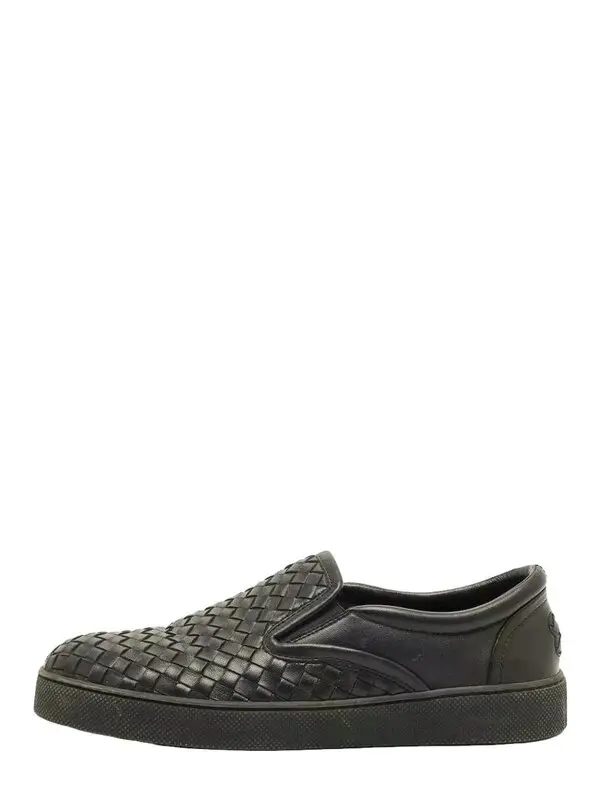 Bottega Veneta Intrecciato Leather Slip-on Sneakers - Black
