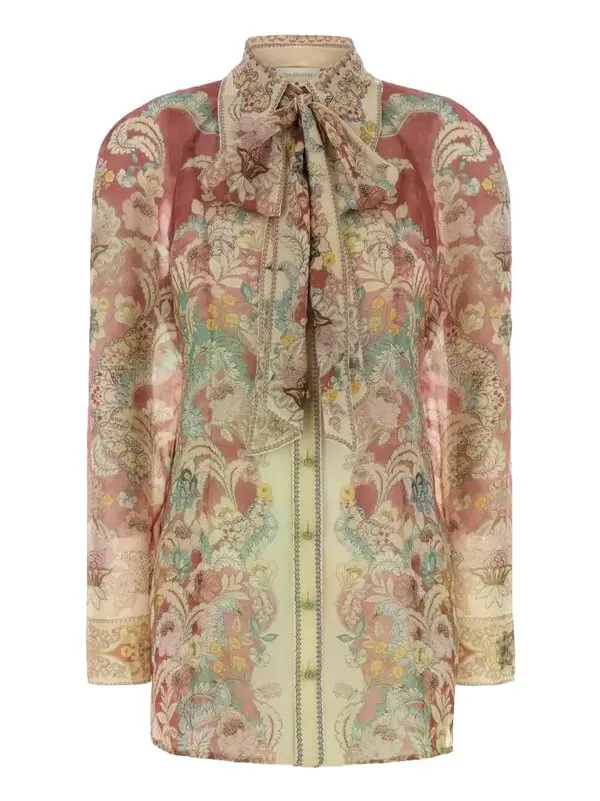 Zimmermann Printed Tie Blouse - Neutrals