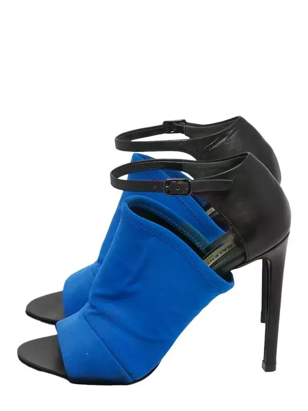 Balenciaga Glove Ankle-strap Leather Stiletto Sandals - Blue