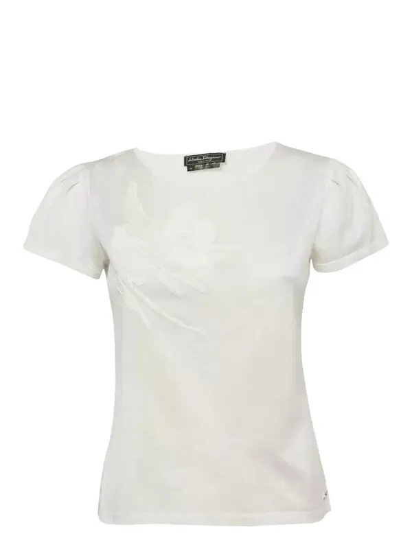FERRAGAMO Sequin-embellished Puff-sleeve T-shirt - White