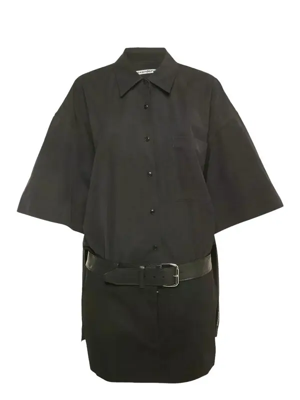 Alexander Wang Short-sleeved Belted Shirtdress - Black