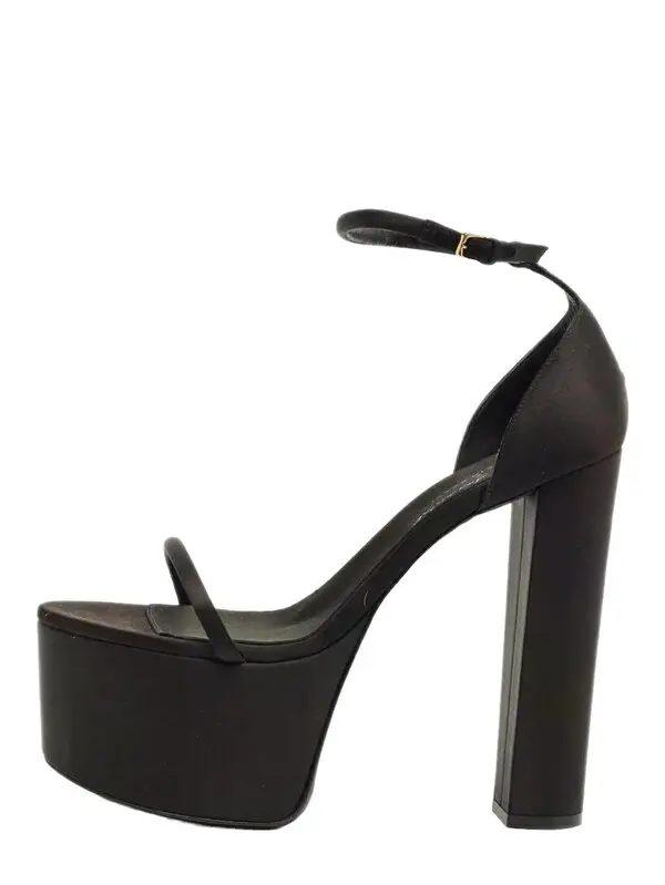 SERGIO ROSSI Satin Platform Sandals - Black