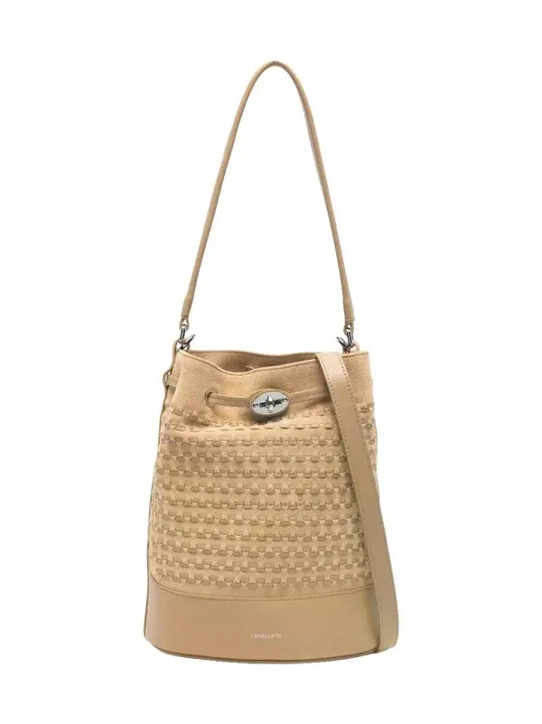 ZANELLATO Small Monda Woven Suede Bucket Bag - Neutrals