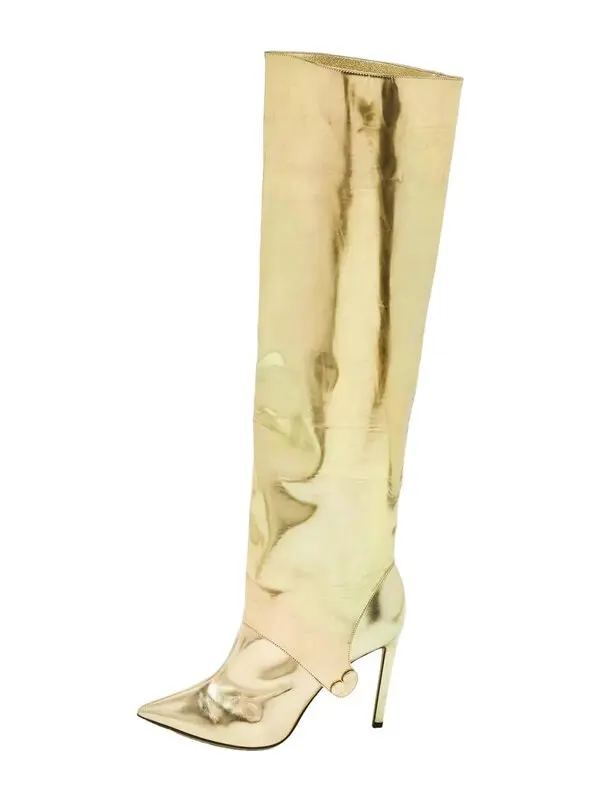 JIMMY CHOO Hurley Mirrored-effect Leather Boots - Gold