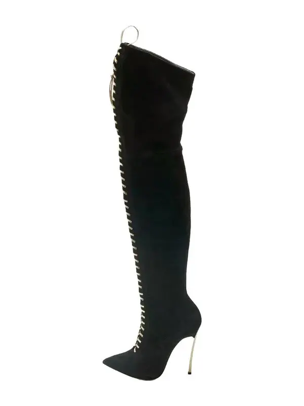 Casadei Suede Over-the-knee Stiletto Boots - Black