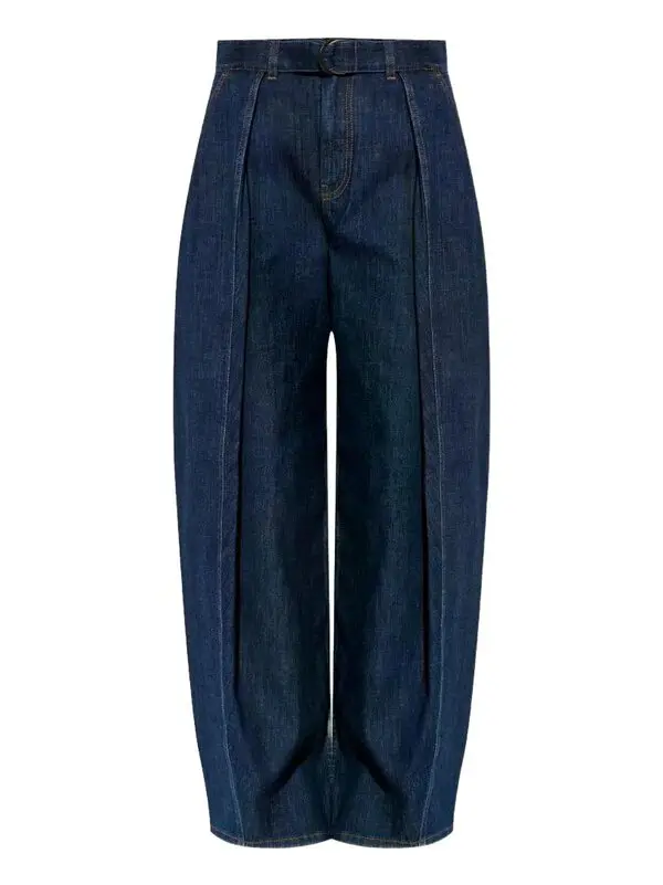 Loewe Belted Pleated Wide-leg Jeans - Blue