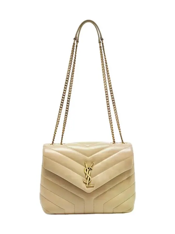Saint Laurent Small Loulou Leather Shoulder Bag - Neutrals