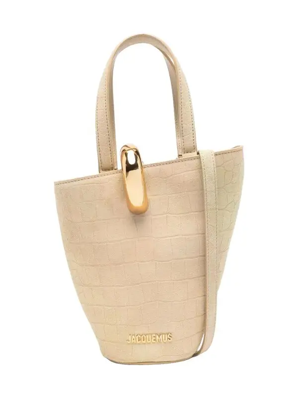 Jacquemus Le Petit Bambola Crocodile-effect Suede Tote Bag - Neutrals