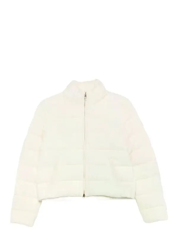 Moncler Knitted Zip-up Puffer Jacket - Neutrals