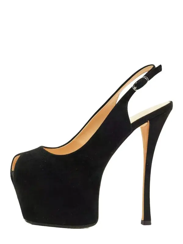 GIUSEPPE ZANOTTI Suede Slingback Sandals - Black