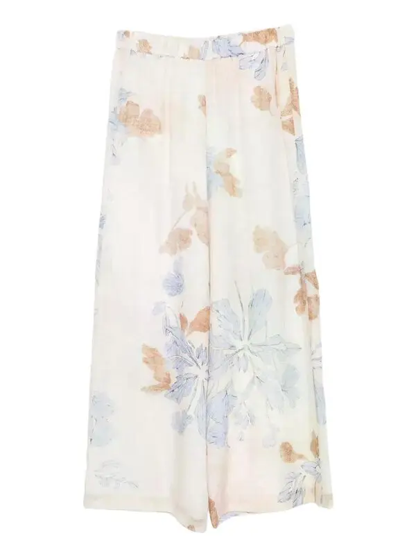 Seventy Floral Print Trousers - Neutrals