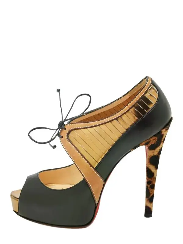 CHRISTIAN LOUBOUTIN Lace-up Peep-toe Pumps - Black