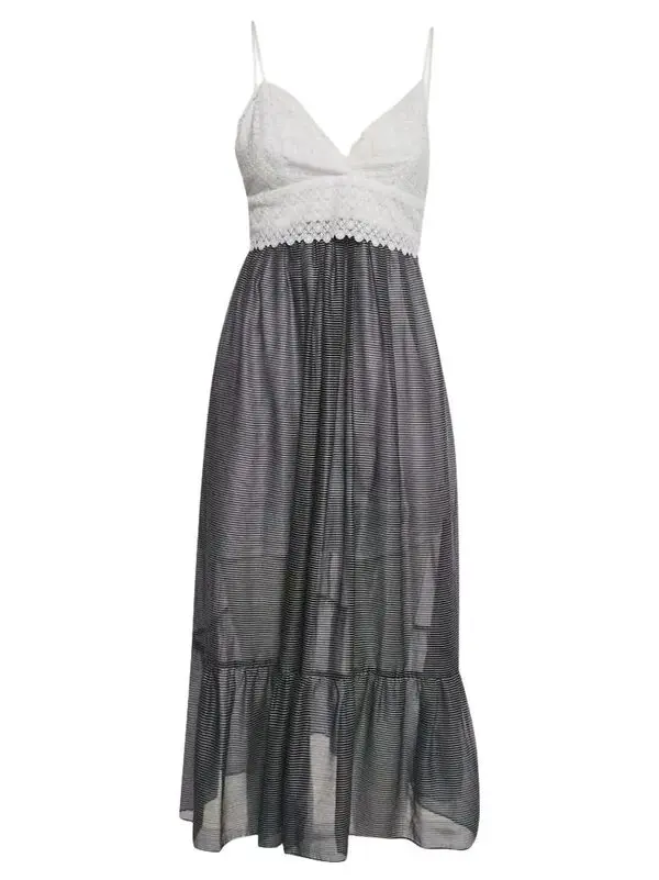 Sandro Crepe And Lace Dress - Black