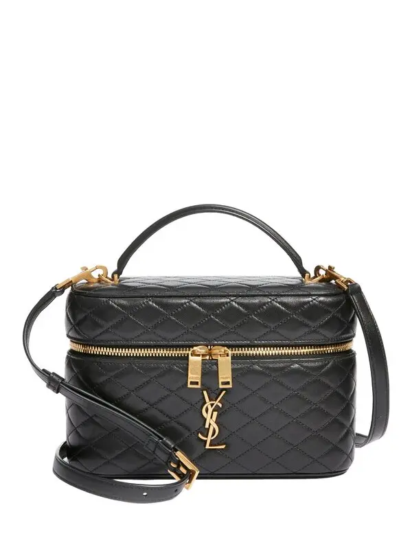 Saint Laurent Large Gaby Quilted Leather Vanity Case - Noir