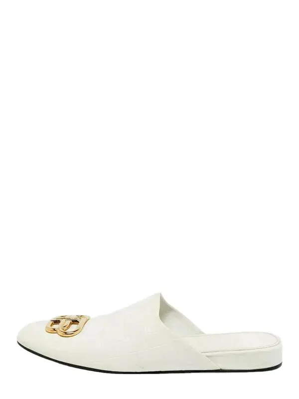 Balenciaga Crocodile-embossed Mules - White