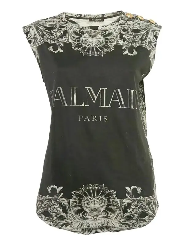 Balmain Sleeveless Button-detail Top - Black