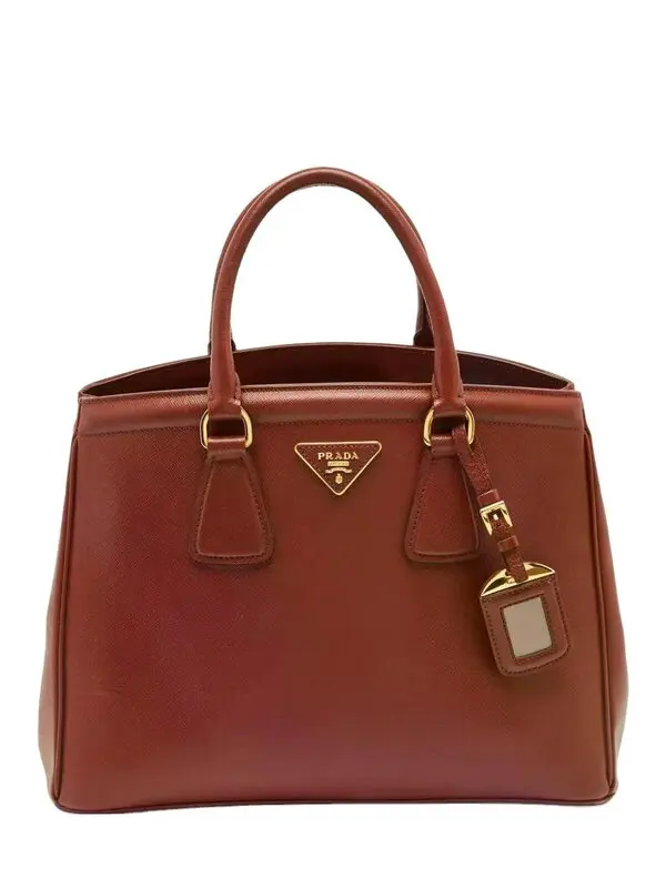 Prada Saffiano Leather Parabole Tote Bag - Brown