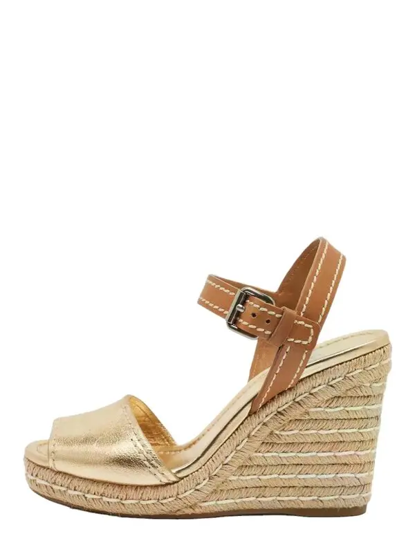 Prada Leather Wedge Espadrille - Gold
