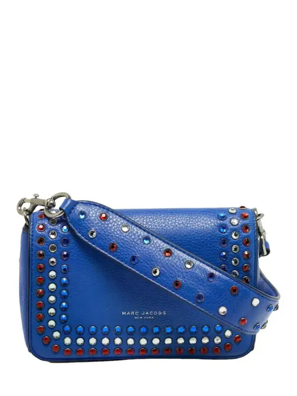 Marc Jacobs Flap-closure Crystal-embellished Leather Shoulder Bag - Blue