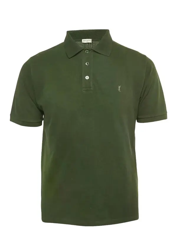 Saint Laurent Short-sleeve Logo-embroidered Polo Shirt - Green