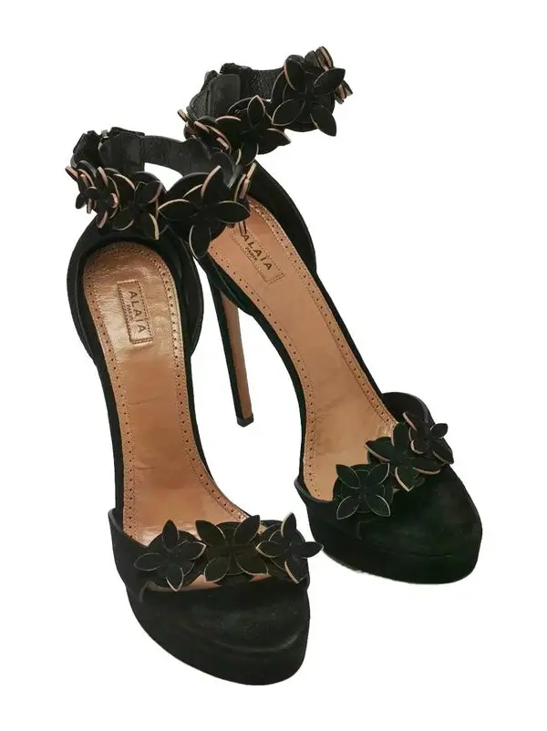 Alaïa 145mm Platform Flower Sandals - Black