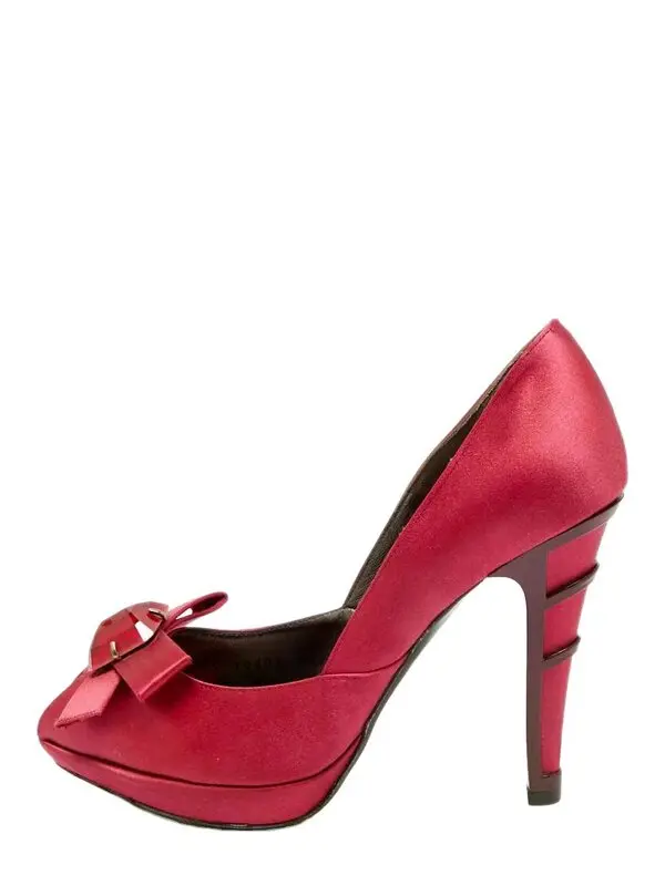 FERRAGAMO Bow-embellished Peep-toe Platform Pumps - Red