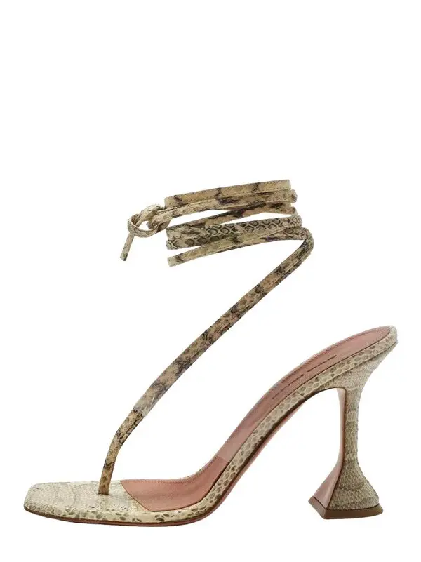 Amina Muaddi Zula Snakeskin Leather Sandals - White