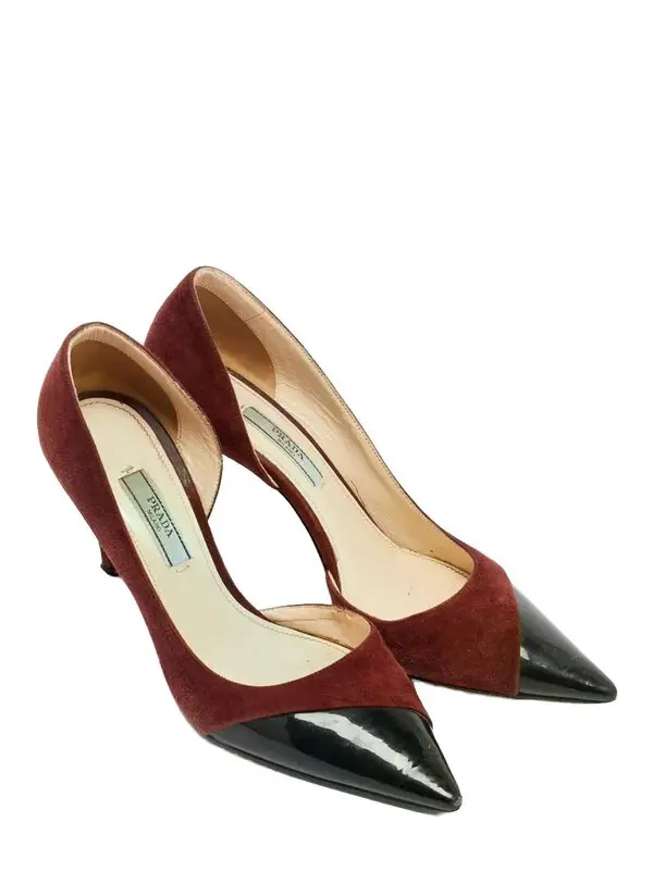 Prada D'orsay Suede Pumps - Red
