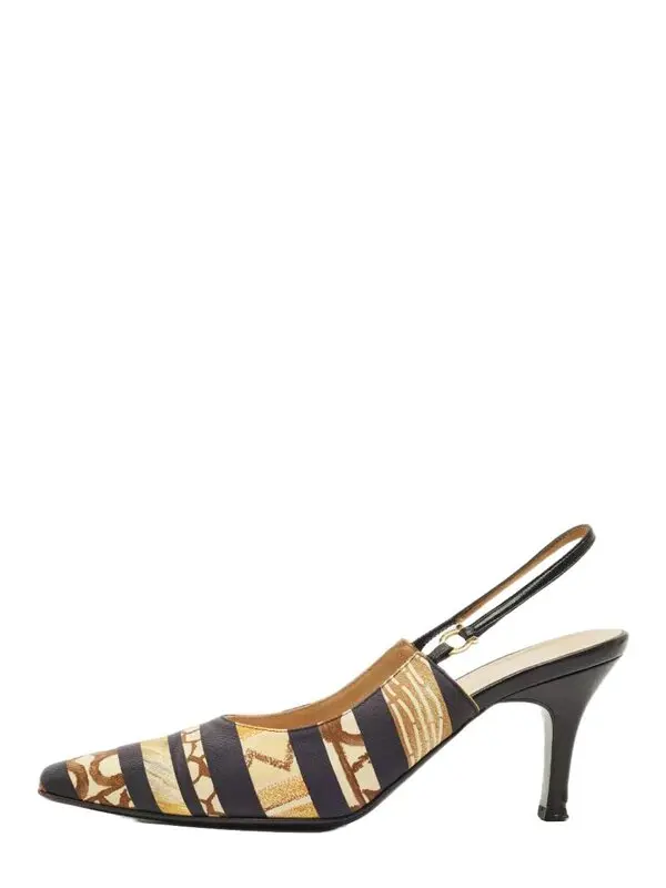 FERRAGAMO Square Toe Slingback Pumps - Black